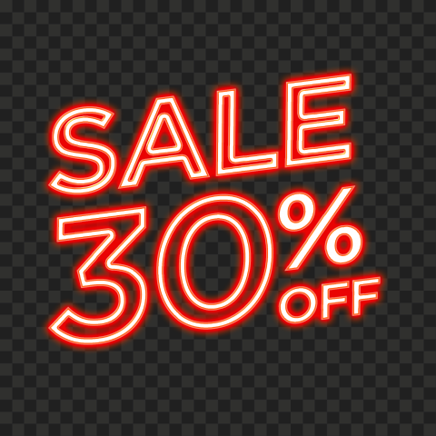 30% Off Sale Red Neon Sign Transparent Background | Citypng