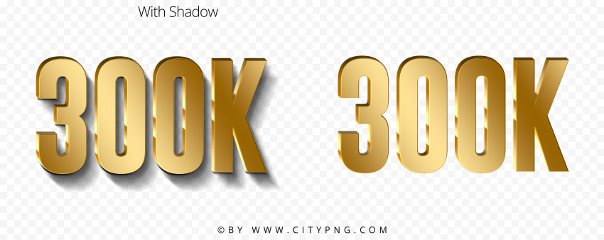 300K Number Text Gold Effect PNG Image | Citypng