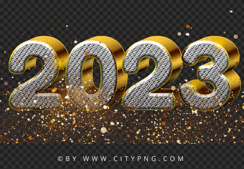 3D Gold 2023 With Glitter Effect | Citypng