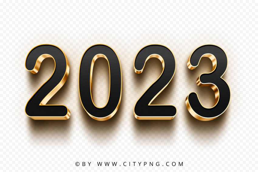 3D Gold & Black 2023 Text Logo PNG Image | Citypng