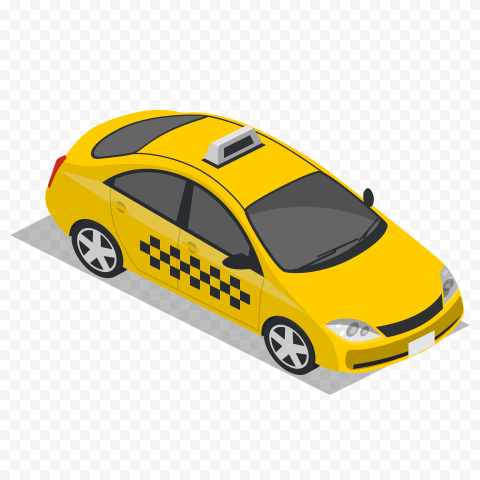 3D Top View Of Yellow Cartoon Taxi Cab PNG | Citypng