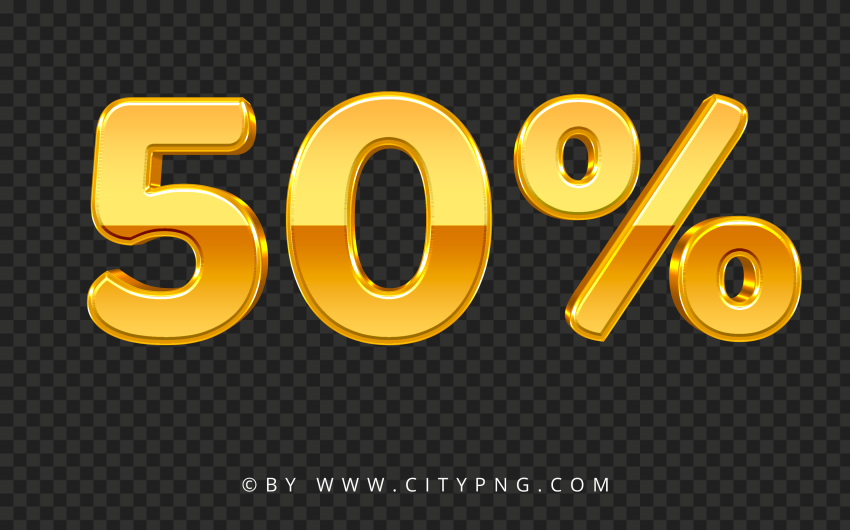 50% Percent Gold Text Number HD PNG | Citypng