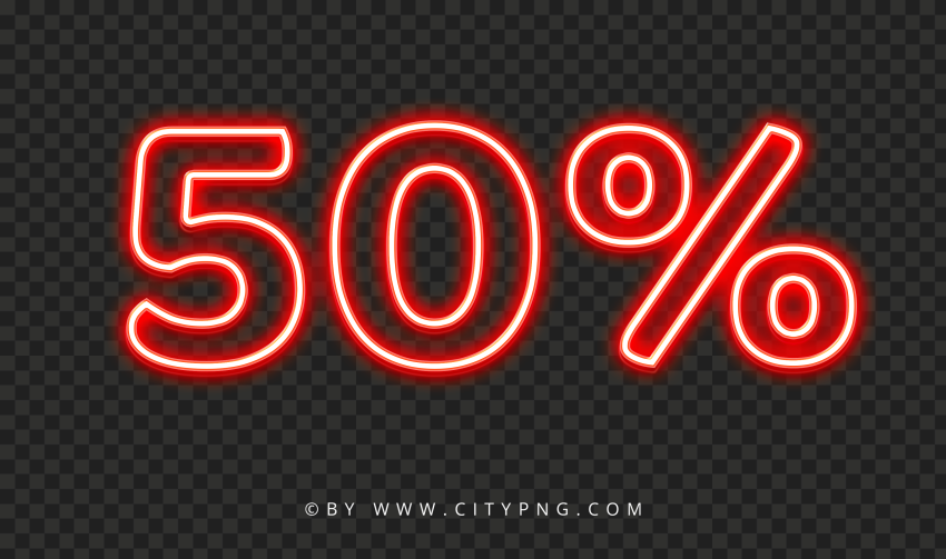 50% Percent Red Neon PNG | Citypng