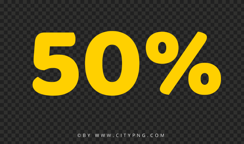 50% Percent Yellow Text Number PNG | Citypng
