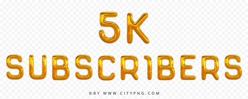 5K Subscribers Golden Balloon Effect PNG | Citypng