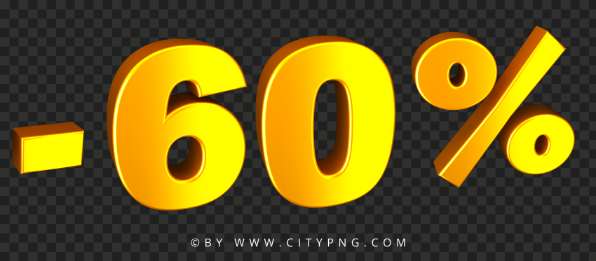 -60% Sixty Percent Discount Yellow Gradient Logo PNG | Citypng