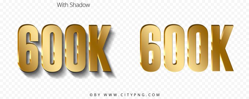 600K Number Text Gold Effect HD Transparent Background | Citypng