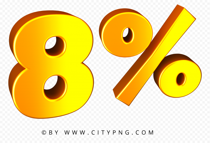 8% Eight Percent Yellow Orange Text PNG Image | Citypng