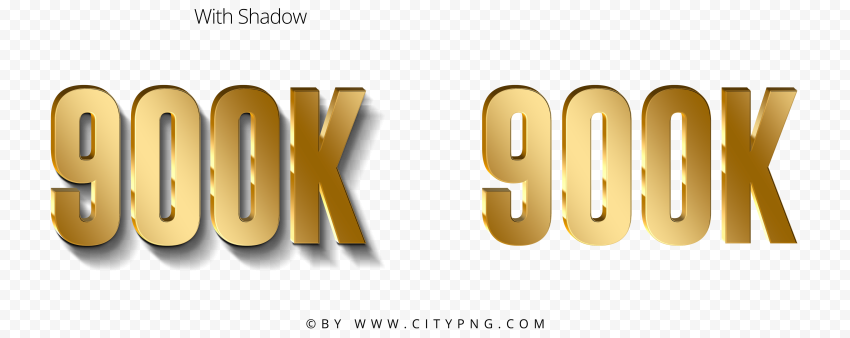 900K Number Text Gold Effect Transparent Background | Citypng