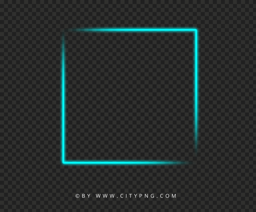 Neon Blue Green Square Double Frame PNG | Citypng