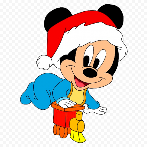 Baby Mickey Mouse Playing With a Toy Train PNG | Citypng