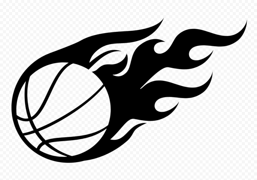 Basketball Ball On Fire Black Icon HD PNG | Citypng