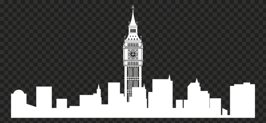 Big Ben London City White Silhouette PNG | Citypng