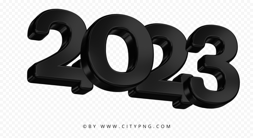 Black 2023 3D Text Logo New Year PNG | Citypng