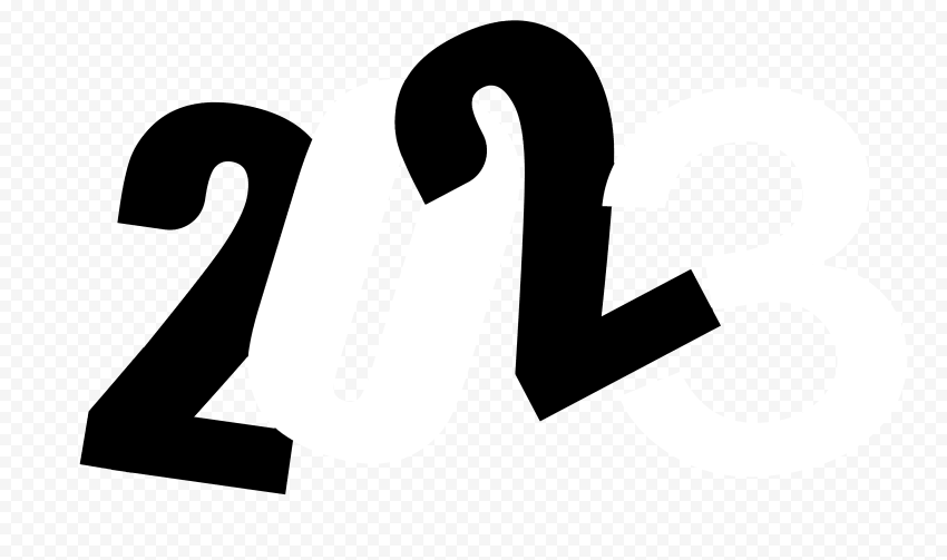 Black & White 2023 Text Logo Numbers HD PNG | Citypng