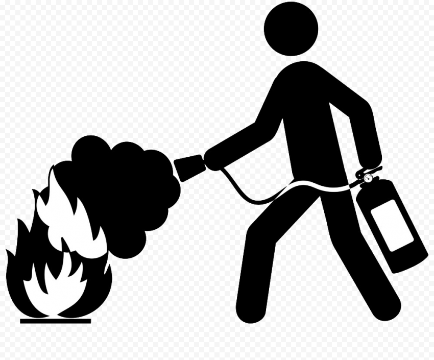 Black & White Firefighting Fireman Extinguisher Icon | Citypng