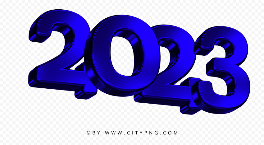 Blue 2023 3D Text Logo New Year HD PNG | Citypng