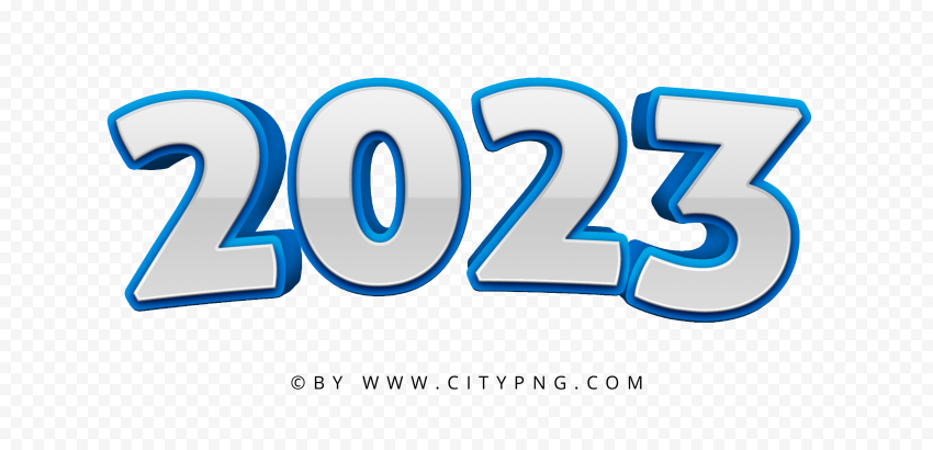 Blue 3D 2023 Text Numbers PNG | Citypng