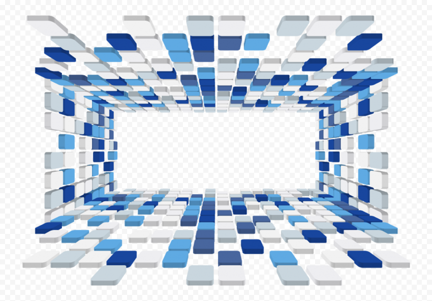 Blue 3D Cubes Abstract Frame Shape Download PNG | Citypng