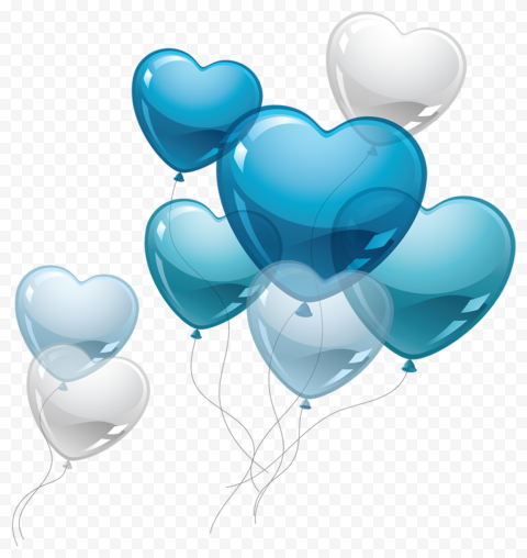 Blue Flying Hearts Balloons Transparent PNG | Citypng