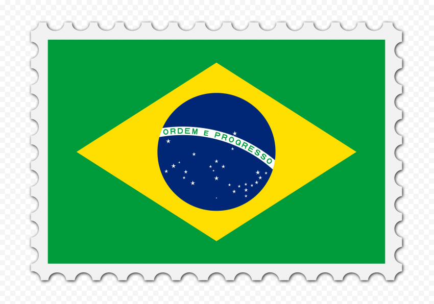 Brazil Flag On Postal Stamp HD PNG | Citypng