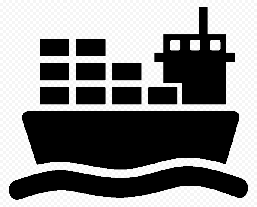Cargo Ship International Shipping Black Icon PNG Image | Citypng
