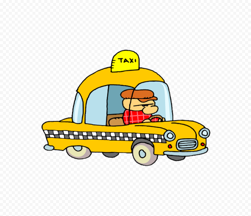 Cartoon Character Driving Taxi Car Image PNG | Citypng