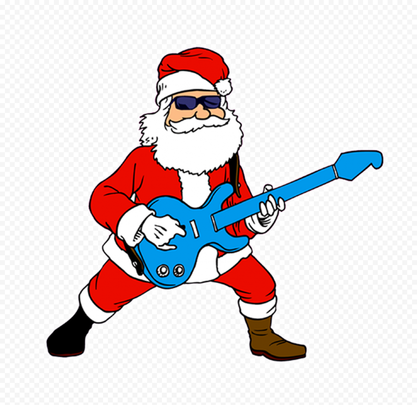 Cartoon Clipart Santa Claus Playing Guitar | Citypng