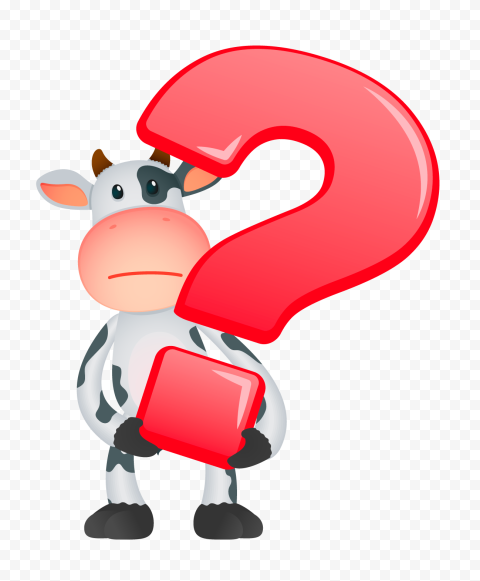 Cartoon Cow Character Holding Question Mark PNG | Citypng