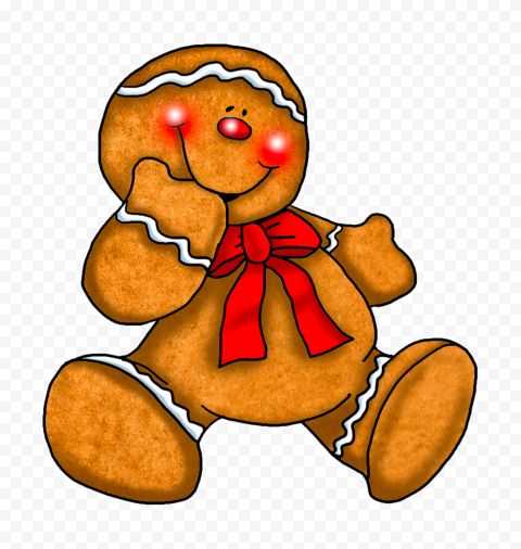 Cartoon Gingerbread Man Sitting Down FREE PNG | Citypng