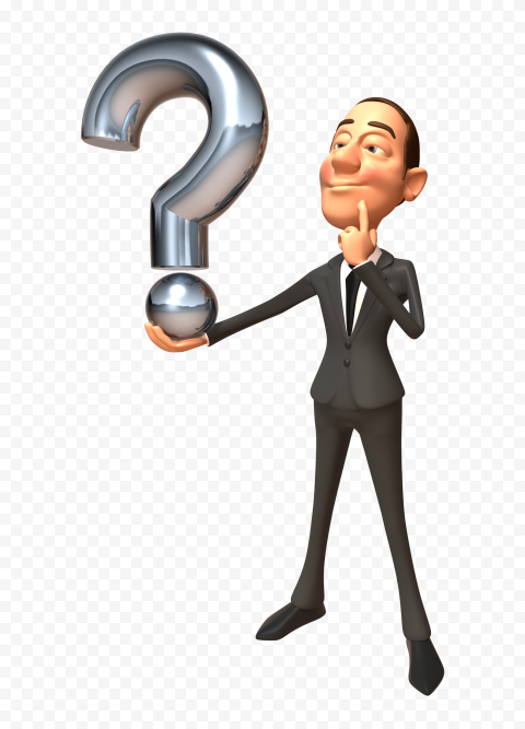 Cartoon Man In Black Suit Holding Silver Question Mark | Citypng