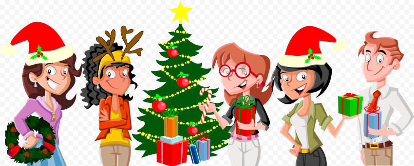 Cartoon Persons Celebrates Christmas HD PNG | Citypng