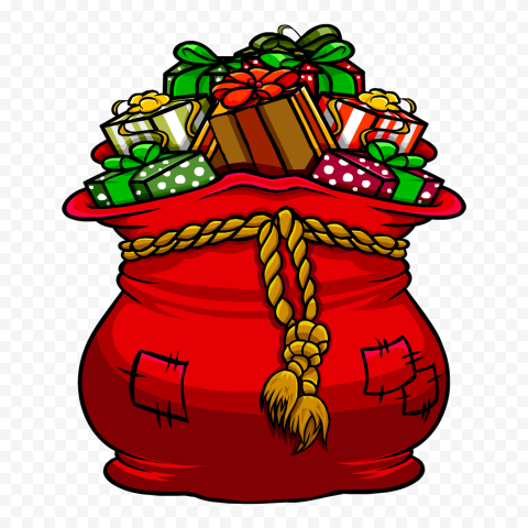 Cartoon Santa Red Bag Of Gifts HD PNG | Citypng