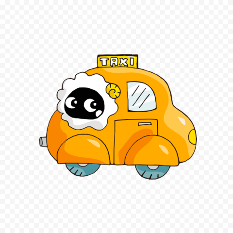 Cartoon Sheep Driving Taxi Cab Car PNG | Citypng