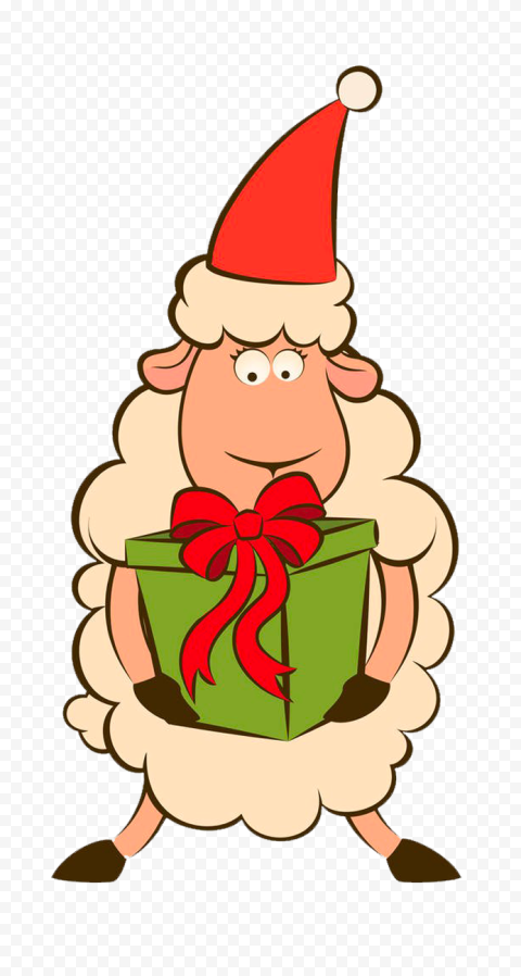 Cartoon Sheep Wearing Santa Christmas Hat PNG | Citypng