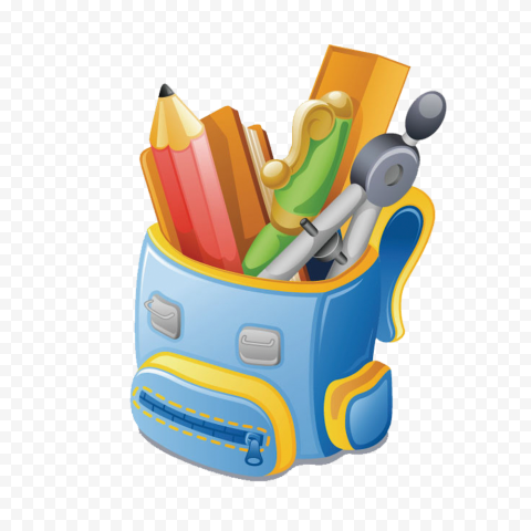 Cartoon Student School Supplies Bag Illustration PNG | Citypng