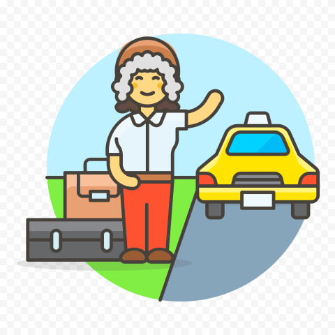 Cartoon Vector Male Client Waiting Taxi Cab Icon PNG | Citypng