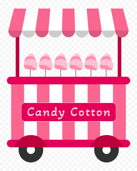Cartoon Vector Pink Cute Candy Cotton Cart HD PNG | Citypng