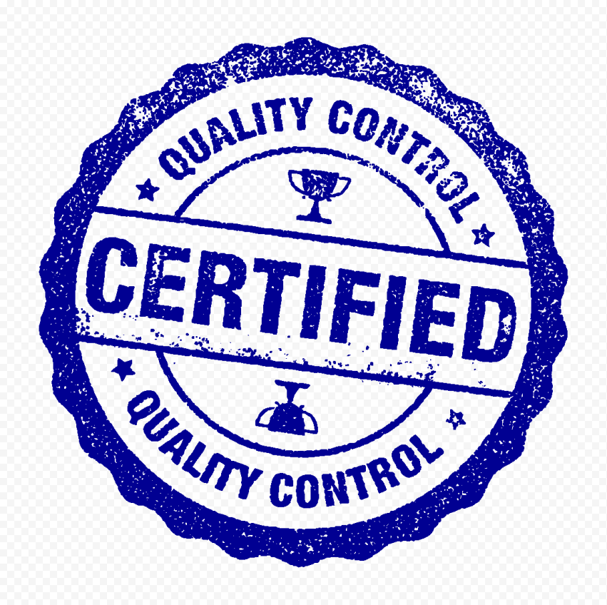 Certified Quality Control Blue Stamp Logo Sign PNG | Citypng
