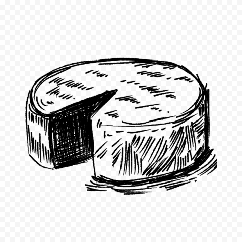 Cheese Wheel Black Sketch Drawing PNG Image | Citypng