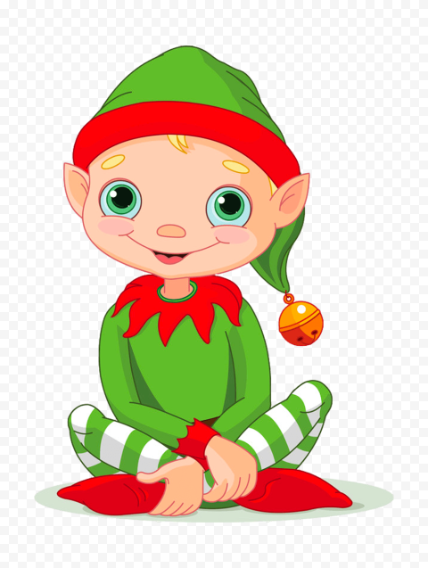 Christmas Elf Cartoon Sitting Down PNG Image | Citypng