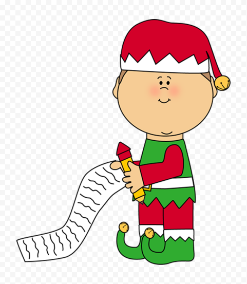 Christmas Fat Elf Holding A List Clipart Image PNG | Citypng