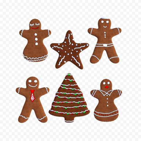 Christmas Gingerbread Cookies Various Shapes HD PNG | Citypng