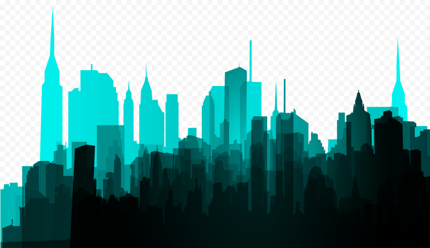 City Skyline Blue Dark Silhouette PNG | Citypng