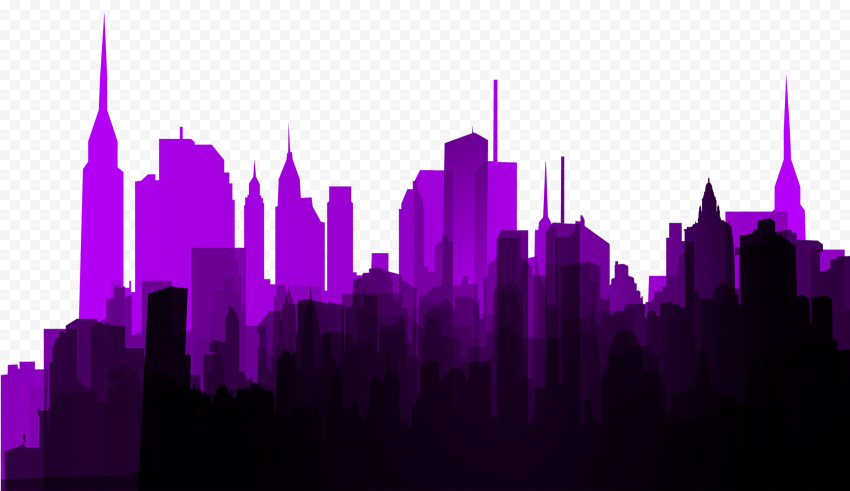 City Skyline Purple Dark Silhouette Image PNG | Citypng