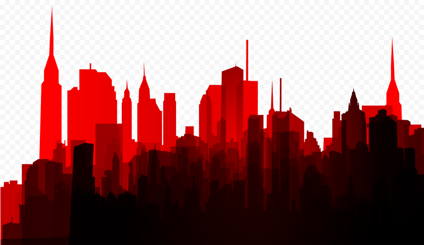 City Skyline Red Dark Silhouette PNG Image | Citypng