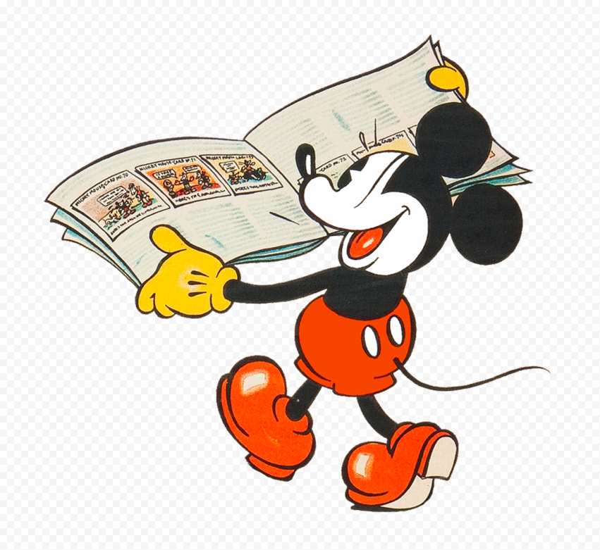 Classic Mickey Mouse Reading Newspaper PNG Image | Citypng