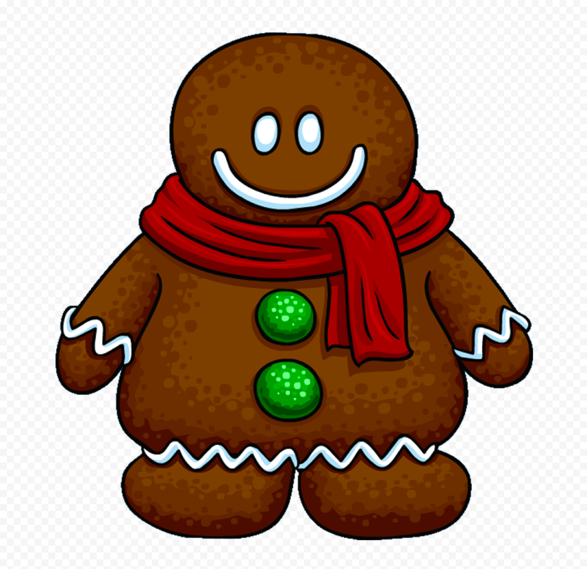 Clipart Cartoon Fat Brown Gingerbread Man HD PNG | Citypng