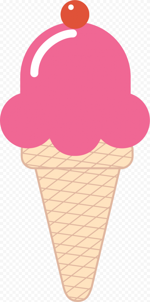 Clipart Cartoon Pink Ice Cream Cone With Cherry | Citypng