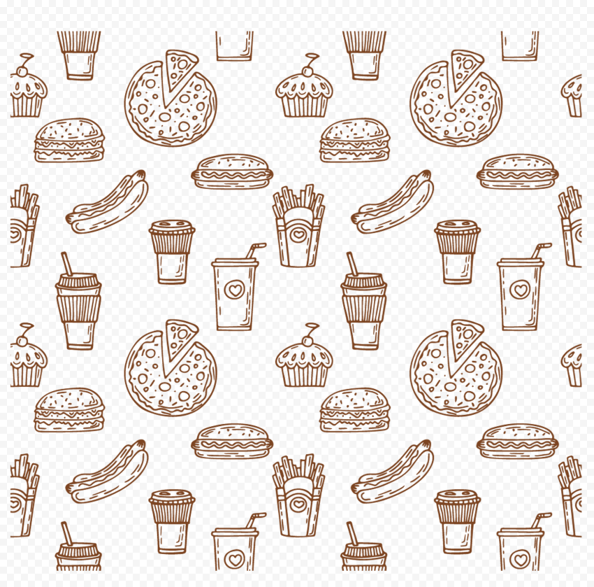 Coffee Fast food Hamburger Brown Pattern Seamless | Citypng